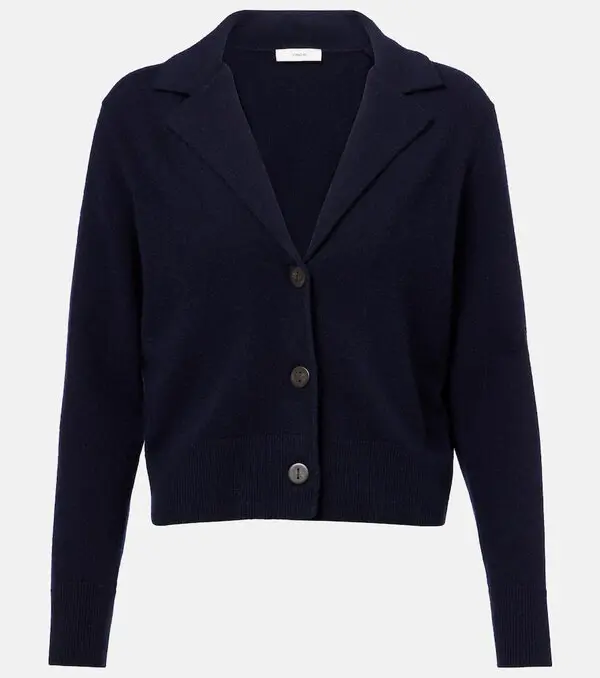 Vince Cropped Wool And Cashmere Cardigan - Blue
