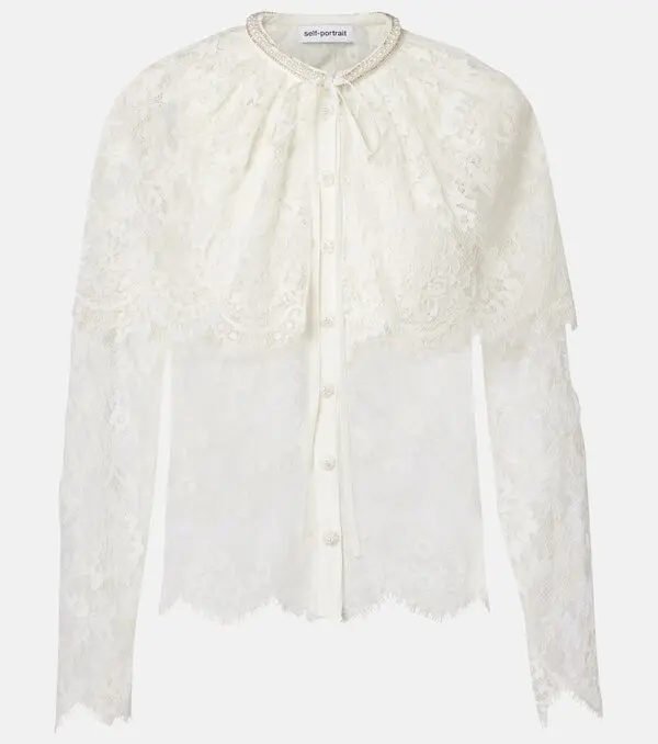 SELF-PORTRAIT Caped Lace Cardigan