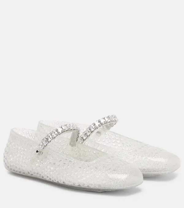 JIMMY CHOO Jelly Mary Jane Flats - White