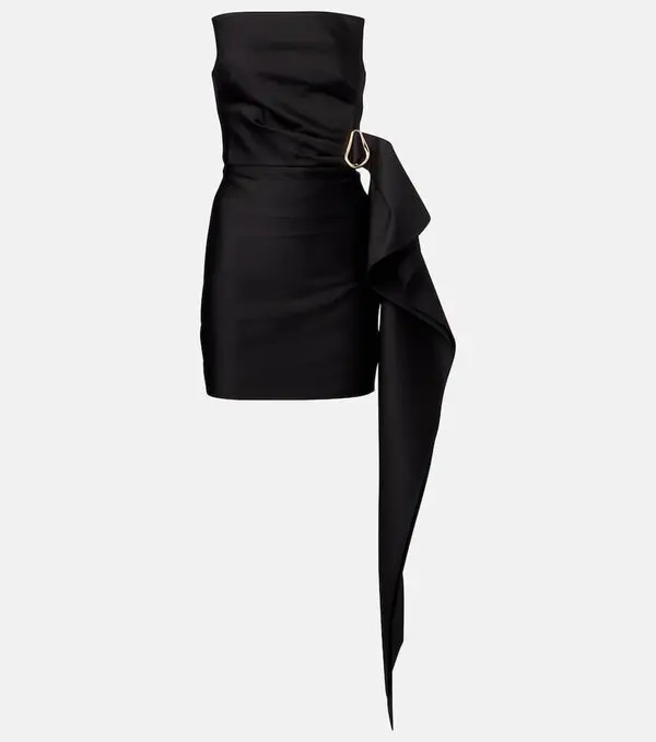 Roland Mouret Draped Strapless Taffeta Mini Dress