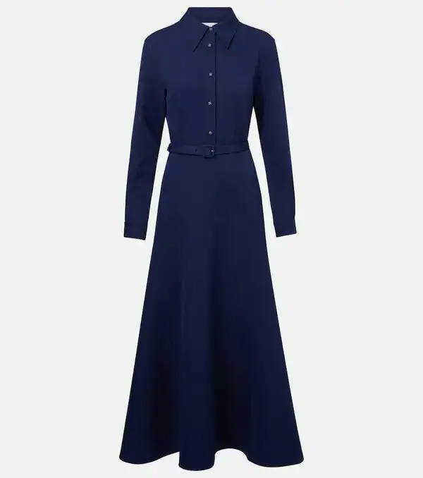 Roland Mouret Belted CrPe Shirt Dress - Blue - 30% Off | Editorialist