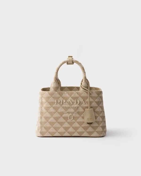 Prada Embroidered Fabric Handbag - Tan/sandy Beige