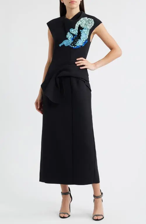 Acler Yelford Sequin Cap-sleeve Midi Dress