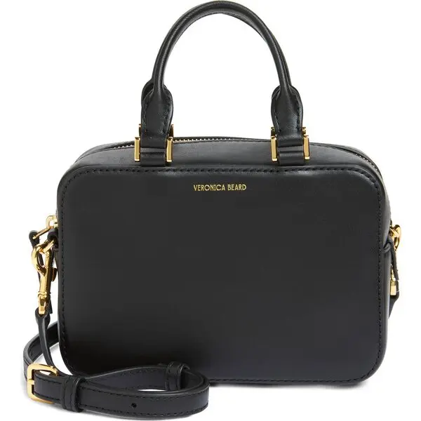 Veronica Beard Boxy Top Handle Leather Bag - Black