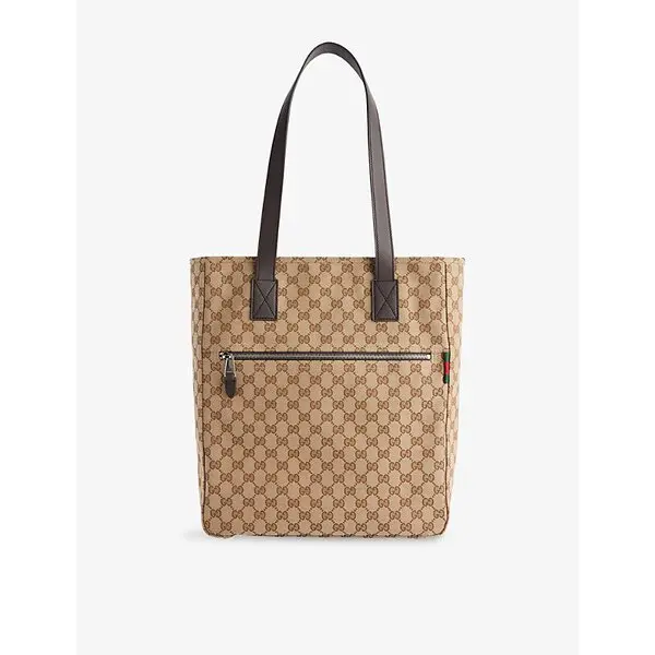 Gucci Gg Monogram Medium Canvas Tote Bag - B.ebony/cocoa/vrv