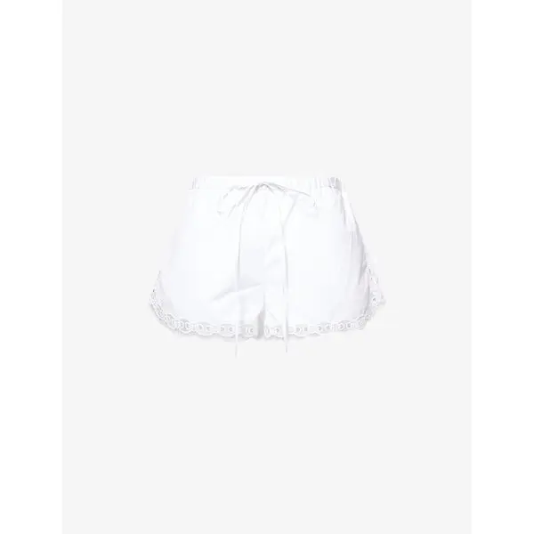 Gucci Embroidered Drawstring Cotton-poplin Shorts