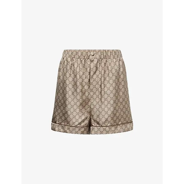 Gucci Monogram Relaxed-fit Silk Shorts