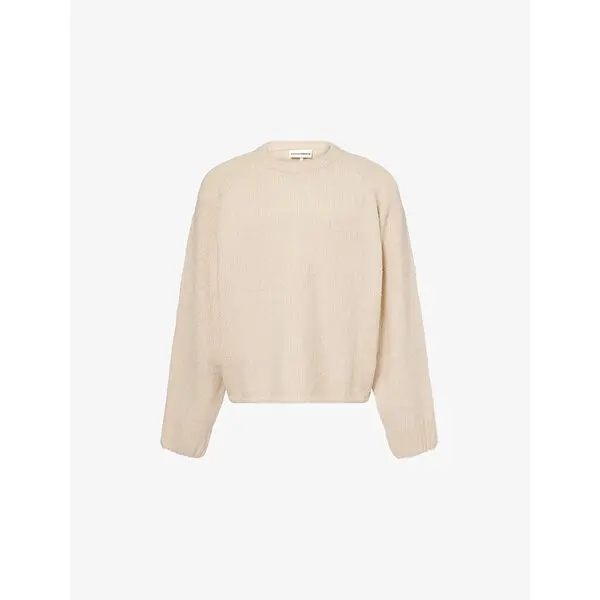 THE COUTURE CLUB Boucle Raglan-sleeve Knitted Jumper - Stone