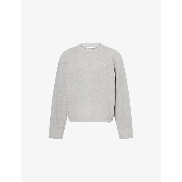 THE COUTURE CLUB Boucle Raglan-sleeve Knitted Jumper - Greymarl