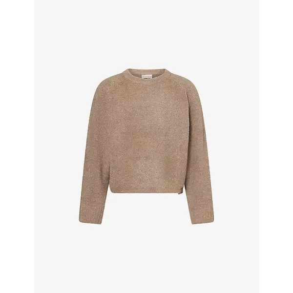 THE COUTURE CLUB Boucle Raglan-sleeve Knitted Jumper - Brown