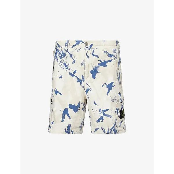 Stone Island Camo Graphic-print Stretch-cotton Shorts