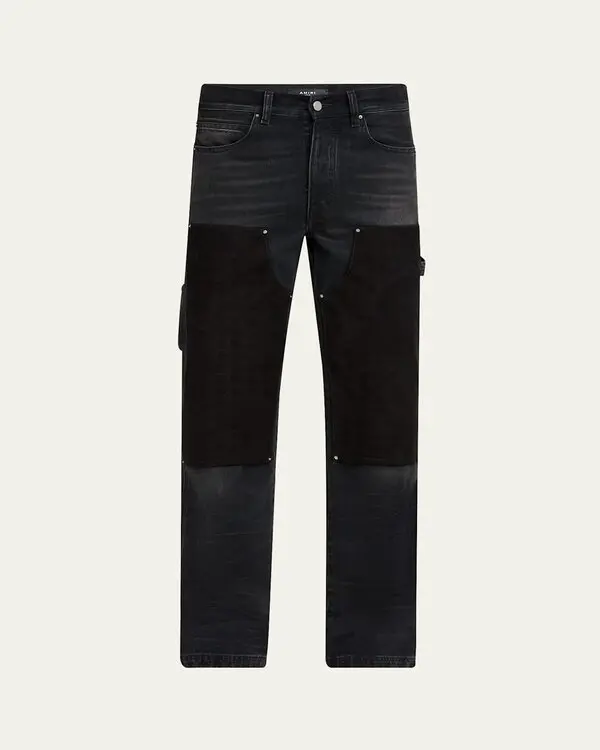 Amiri Ma Quad Suede Panel Carpenter Jeans - Faded Black