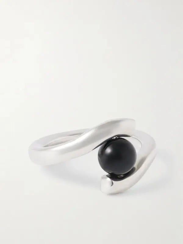 Agmes Claire Recycled Sterling And Onyx Ring