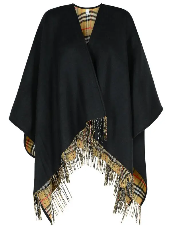 Burberry Reversible Wool Cape - Black