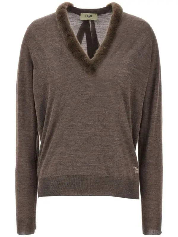 Fendi Wool And Silk V-neck Jumper