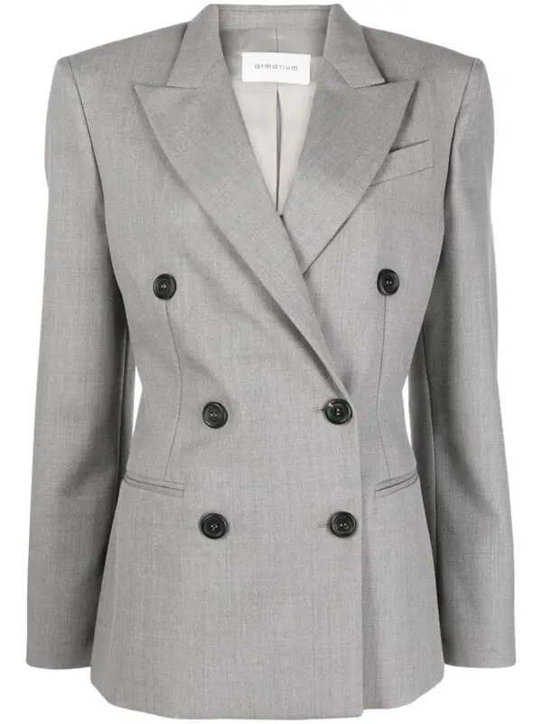 ARMARIUM Double-breasted Virgin Wool Blazer - Grey