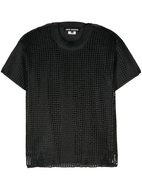 Junya Watanabe Open-knit Crewneck T-shirt - Black