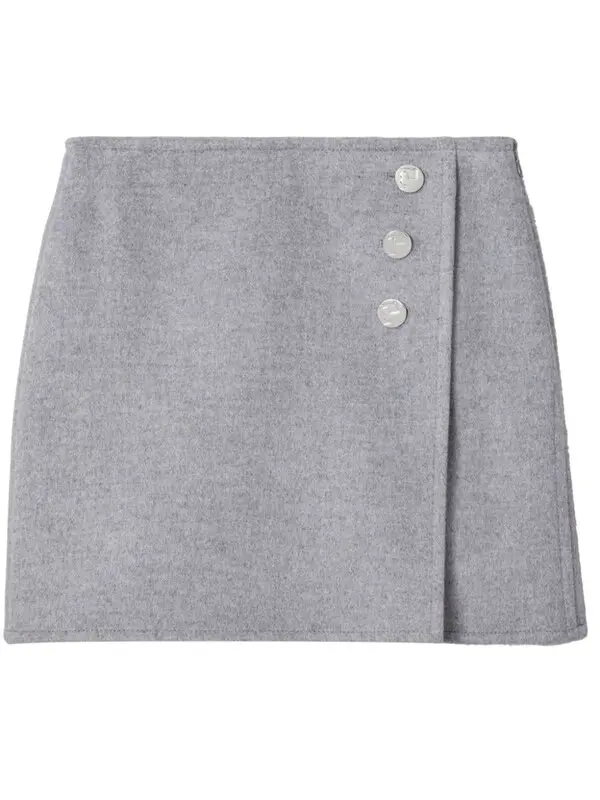 Tory Burch Wool Mini Wrap Skirt - Grey