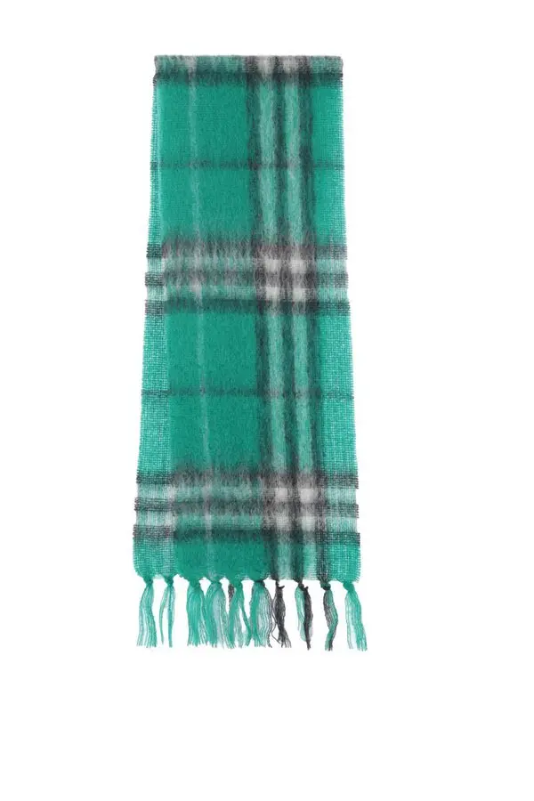 Burberry Giant Check Wool And Mohair Scarf - Green