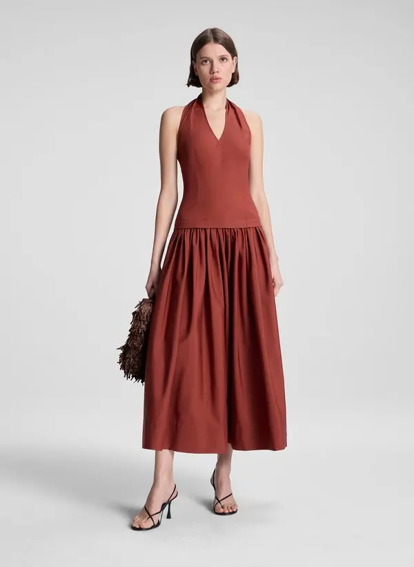 A.L.C. Nora Cotton Midi Dress - Dark Bosco