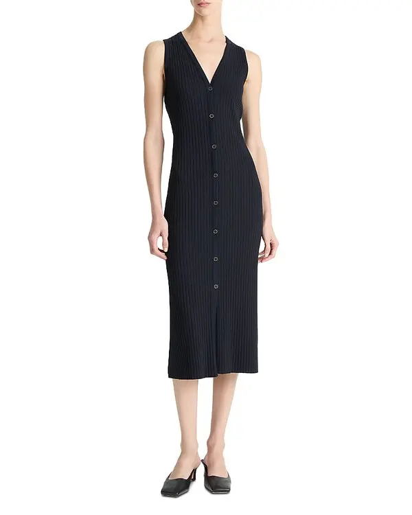 Vince Sleeveless Ribbed Midi Dress - Coastal