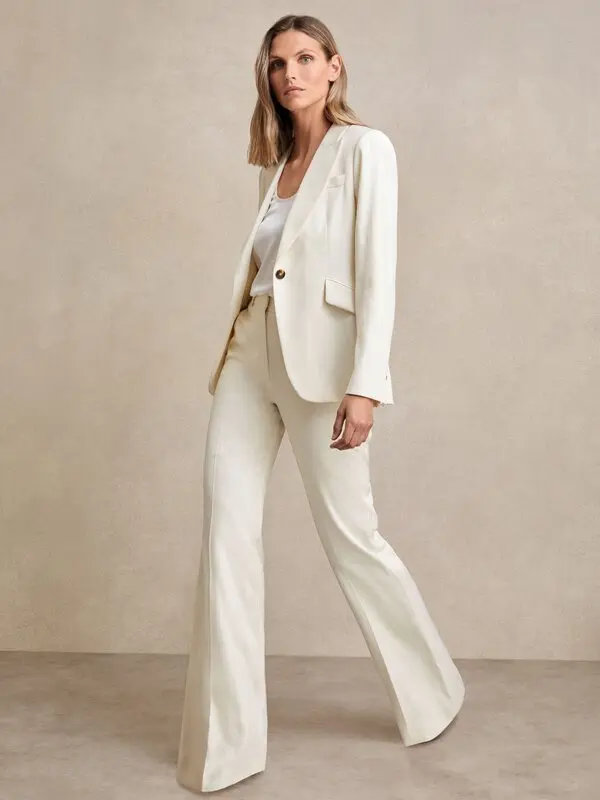 REISS Millie Wide-leg Tailored Trousers - Cream
