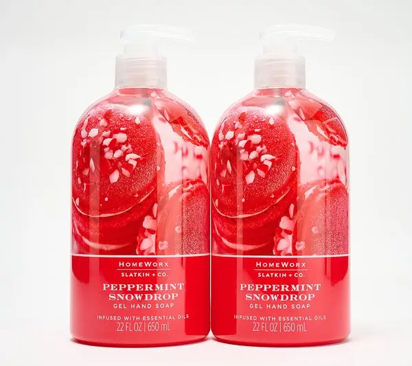 HOMEWORX BY SLATKIN + CO. S/2 22oz Peppermint Snowdrop Soaps
