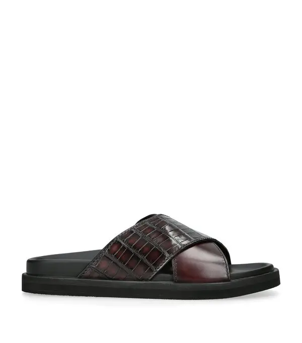Zegna Crocodile Panarea Sandals - Burgundy