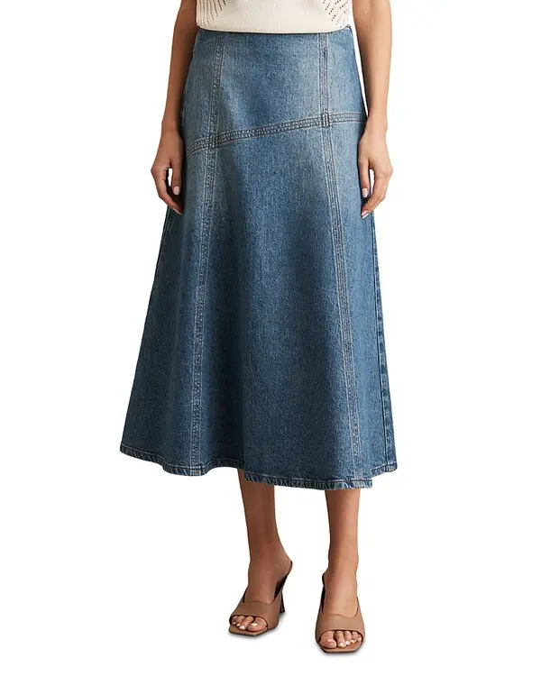 REISS Fee Denim Midi Skirt