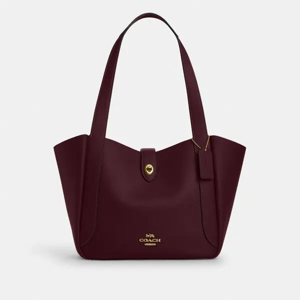 COACH® Hadley Turnlock Tote - Pebbled Leather/im/dark Wine