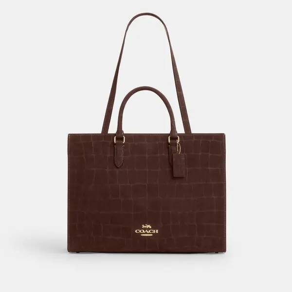 COACH® Maggie Tote Bag - Embossed Crocodile/gold/maple
