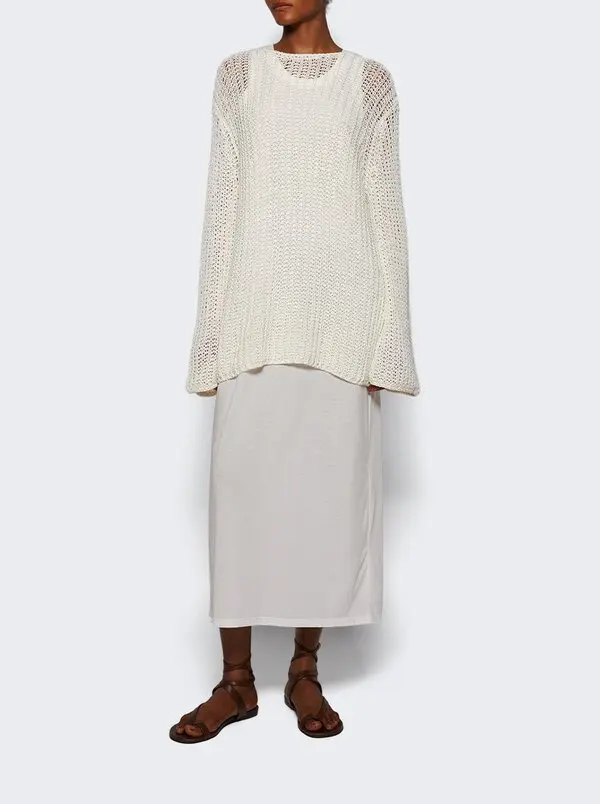 Khaite Elowen Relaxed Fit Cotton Sweater - White