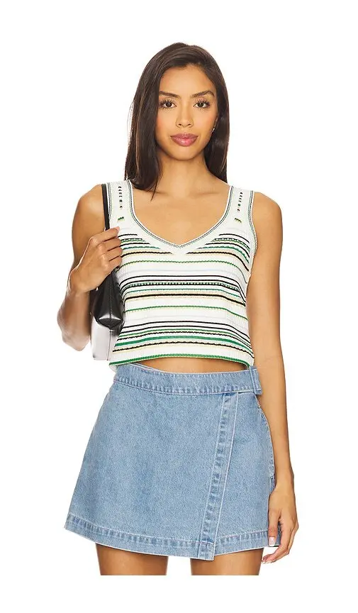 Veronica Beard Carlin Knit Tank - Off White Multi