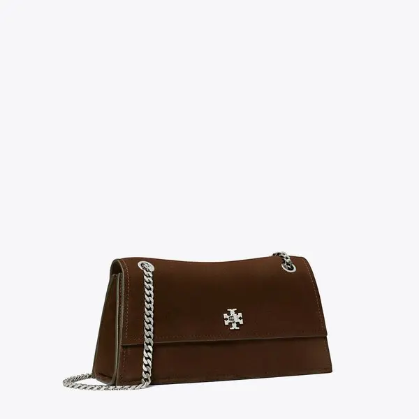 Tory Burch Kira Turnlock Suede Shoulder Bag - Dark Cocoa