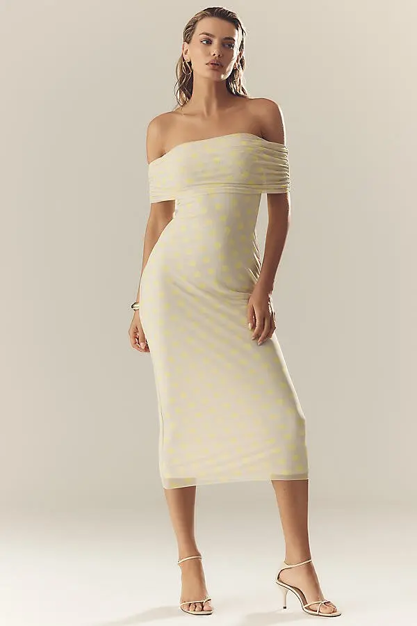 AFRM Zamora Mesh Midi Dress - Sun Dot