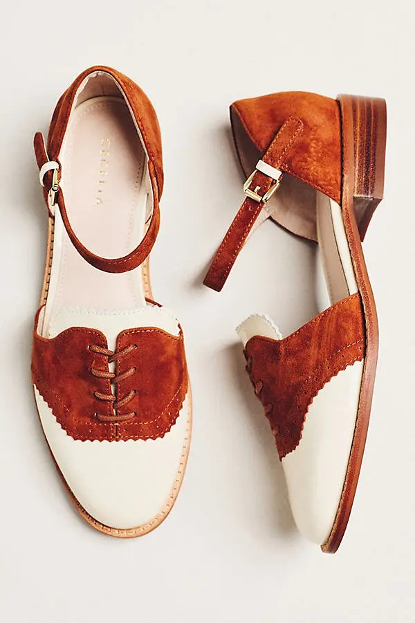CECELIA NEW YORK Ankle-strap Flat - Rust/oat