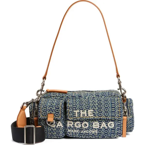 Marc Jacobs Cargo Monogram Denim Shoulder Bag - Sun Faded Denim
