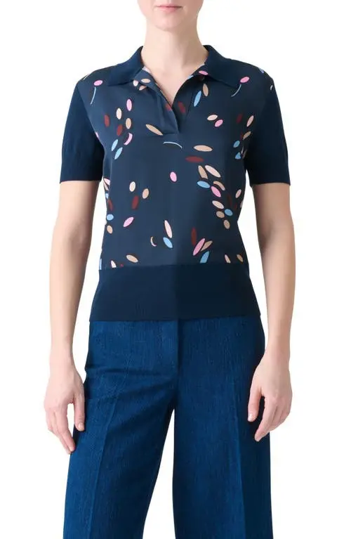 Akris Dropping Dots Mixed Media Polo