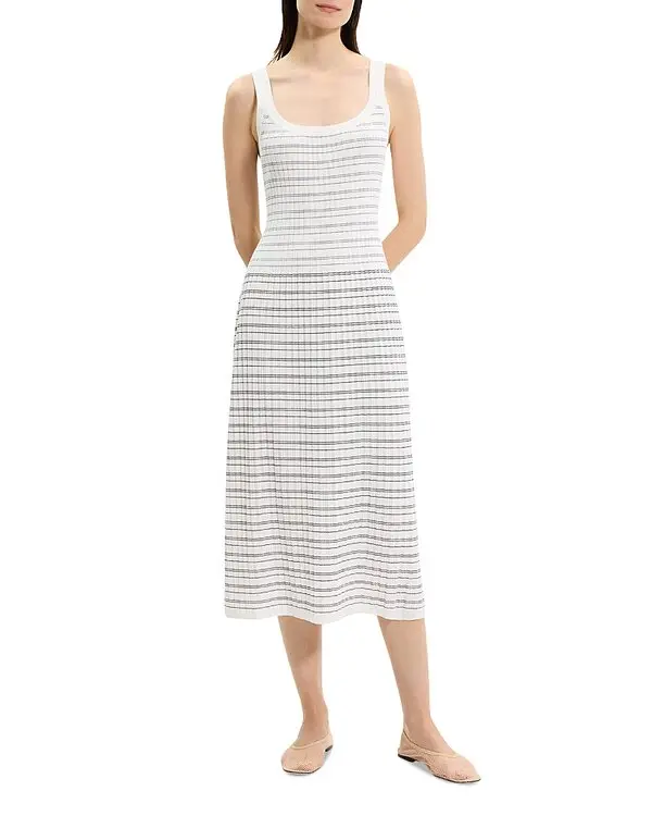 Theory Contrast Stripe Dress - White Black