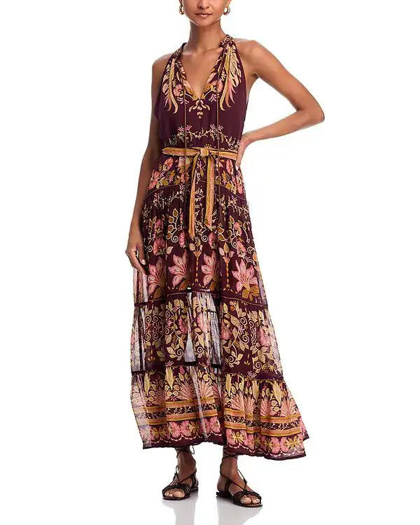 Buy Farm Rio Printed Maxi Dress - Bella Burgundy At 40% Off | Editorialist