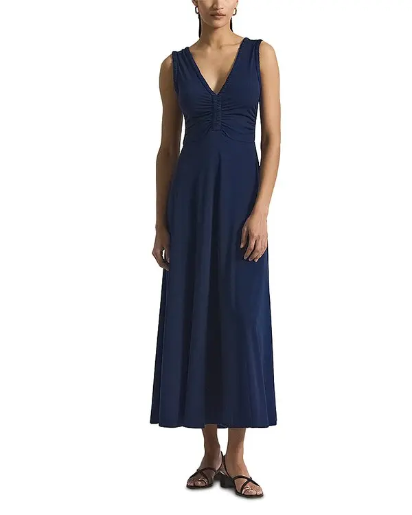 Derek Lam 10 Crosby Misha Matte Jersey Ruched Dress - Navy