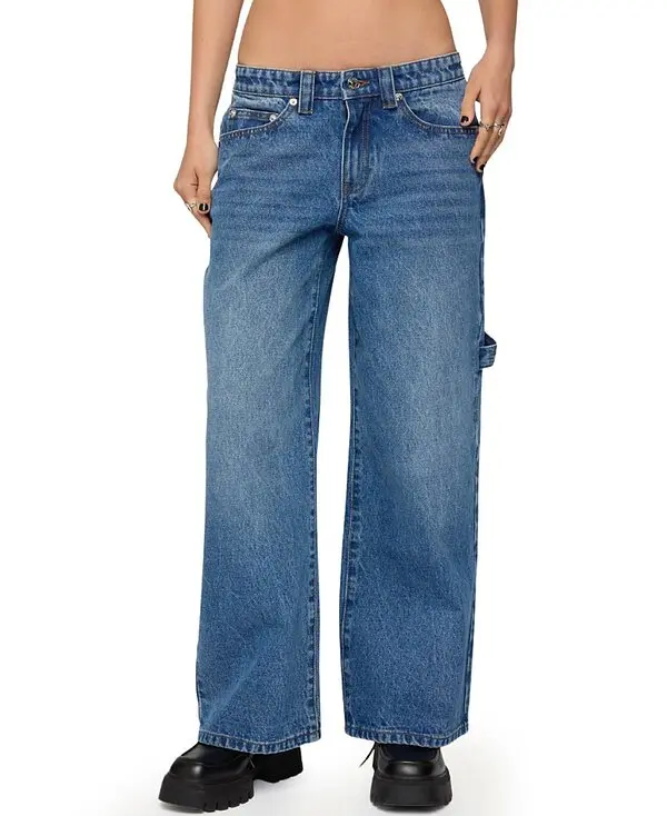 EDIKTED Carpenter Low Rise Jeans - Blue