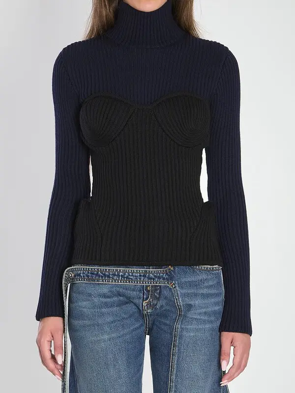 Jean Paul Gaultier Ribbed Knit Pullover - Black