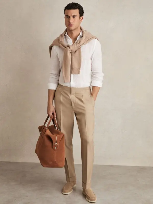 REISS Relaxed Drawstring Trousers With Turn-ups