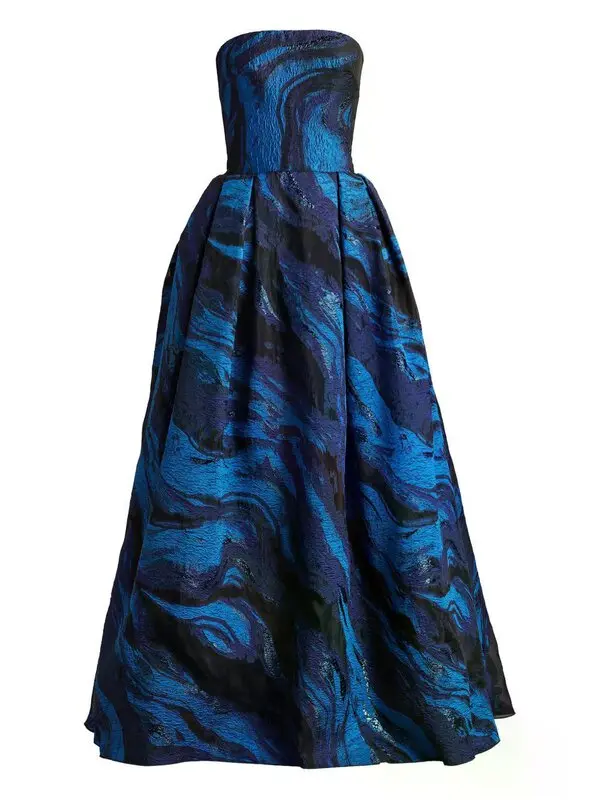 Tadashi Shoji Swirl-print Gown - Blue