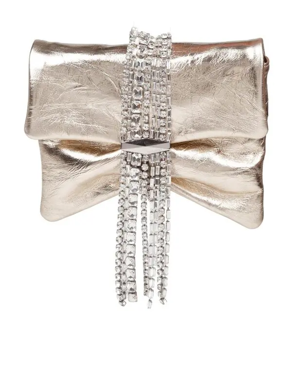 JIMMY CHOO Clutch Bag In Metallic Leather With Crystals - One-color
