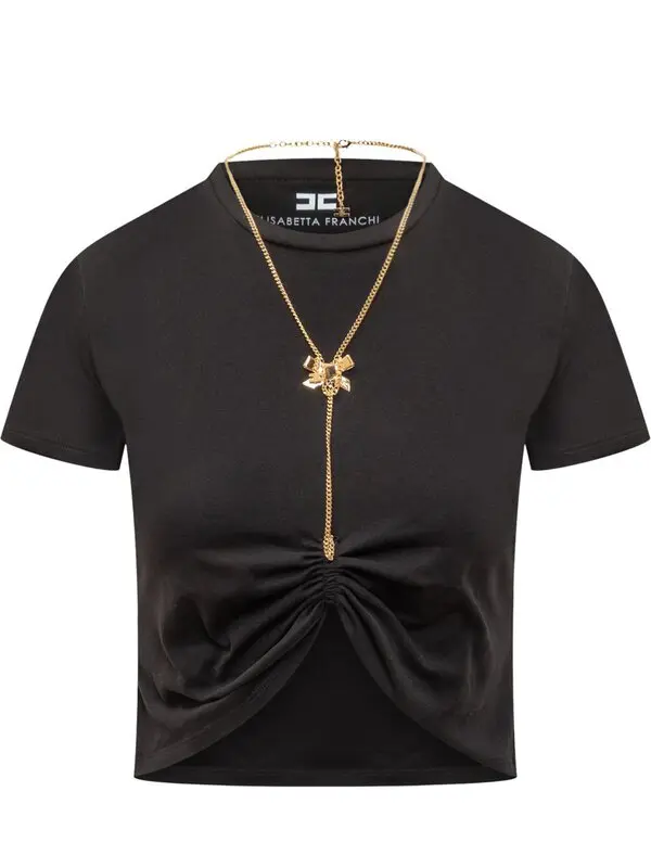 Elisabetta Franchi T-shirt With Bow Necklace