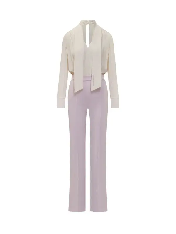 Elisabetta Franchi Georgette And Crepe Jumpsuit With Piping