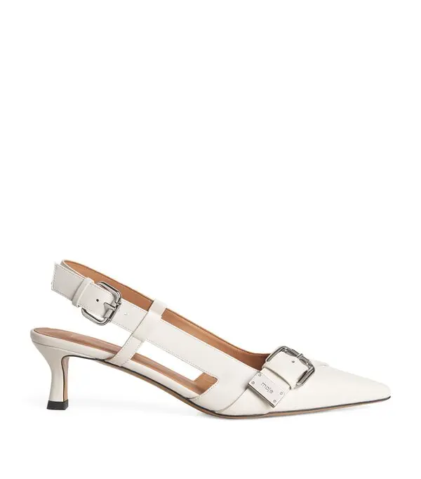 Maje Leather Buckle Slingback Pumps 55