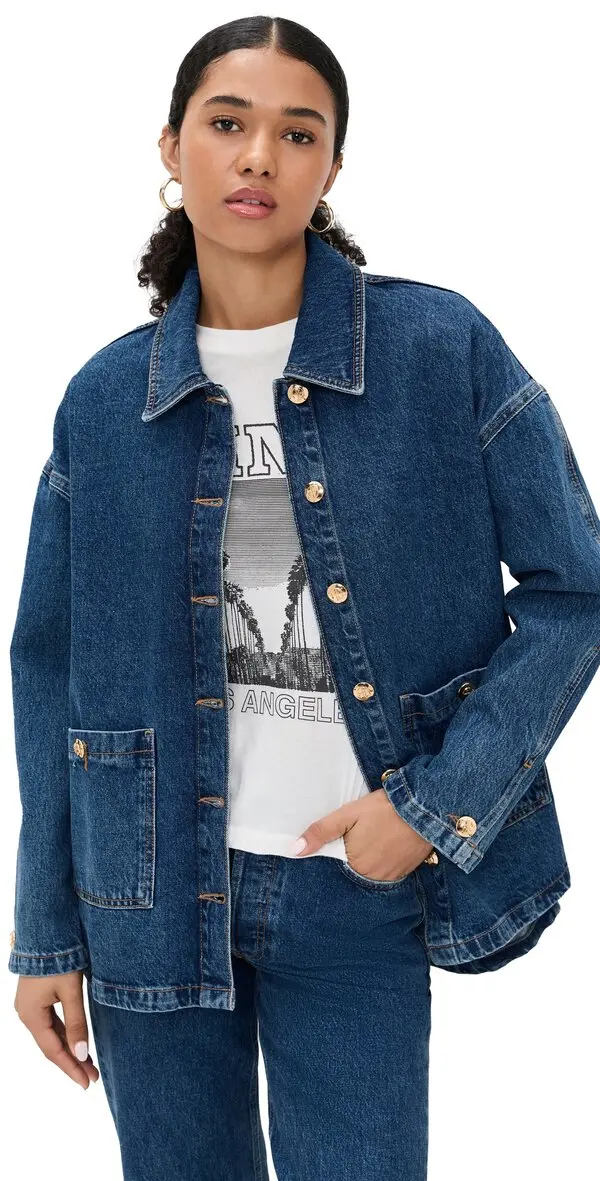 ANINE BING Luca Clean Indigo Denim Jacket - Washed Blue